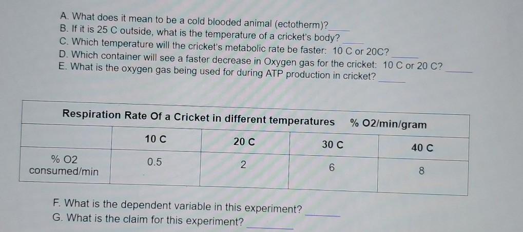 Solved Experiment 2: Crickets A cricket is placed in a jar | Chegg.com