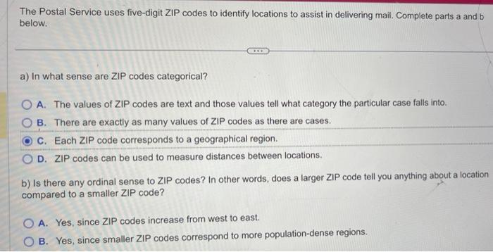 The Postal Service uses five-digit ZIP codes to | Chegg.com