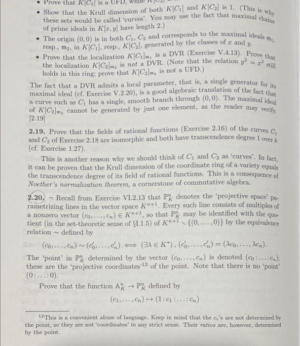 Solved the localization K[C2]m2 is not a DVR. (Note that the | Chegg.com