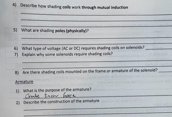 Solved 4) Describe how shading coils work through mutual | Chegg.com