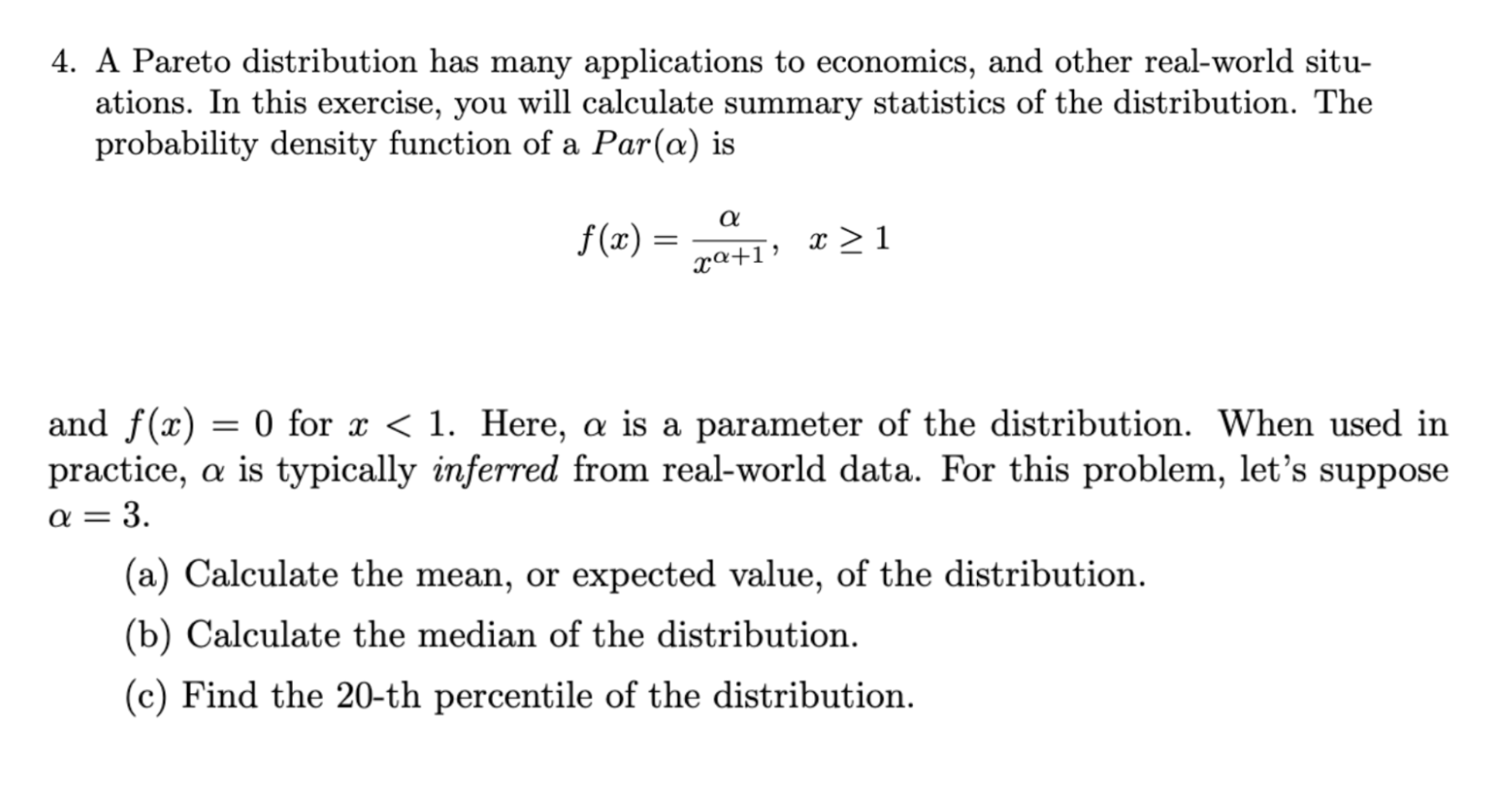 Solved A Pareto distribution has many applications to | Chegg.com