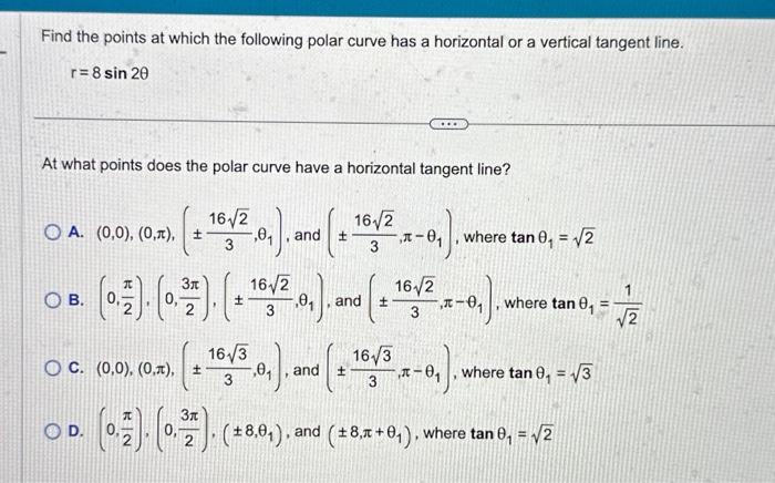 Solved Find the points at which the following polar curve | Chegg.com