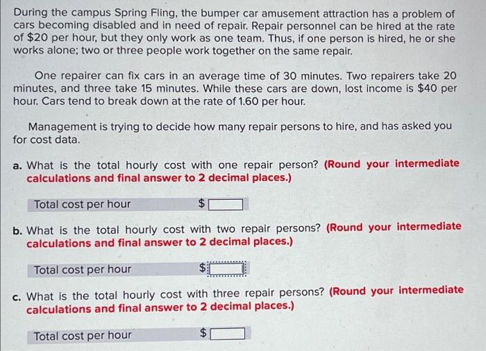 Solved During the campus Spring Fling, the bumper car | Chegg.com