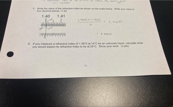 Solved If you measure a refractive index of 1.3873 at 14 | Chegg.com