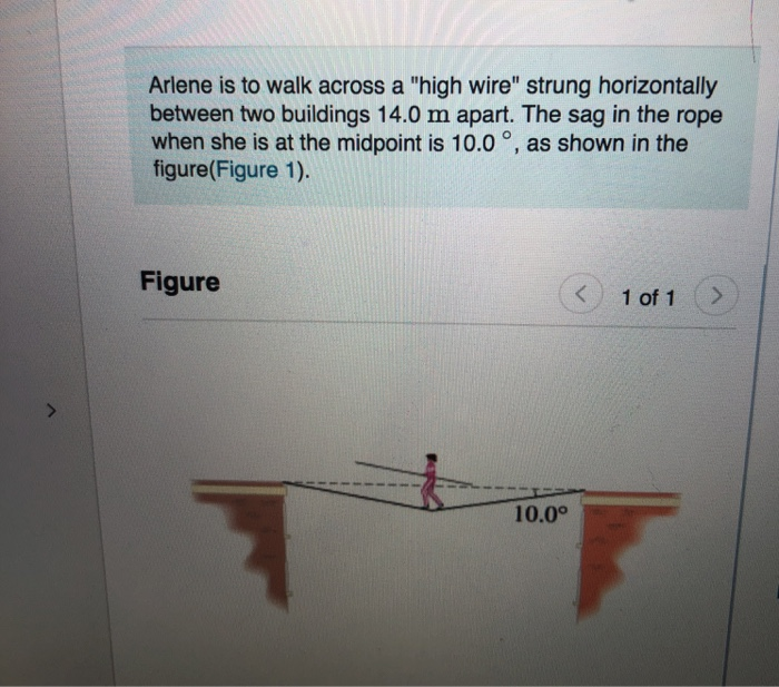 Solved Arlene is to walk across a "high wire" strung | Chegg.com