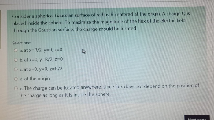 Solved Consider a spherical Gaussian surface of radius R | Chegg.com