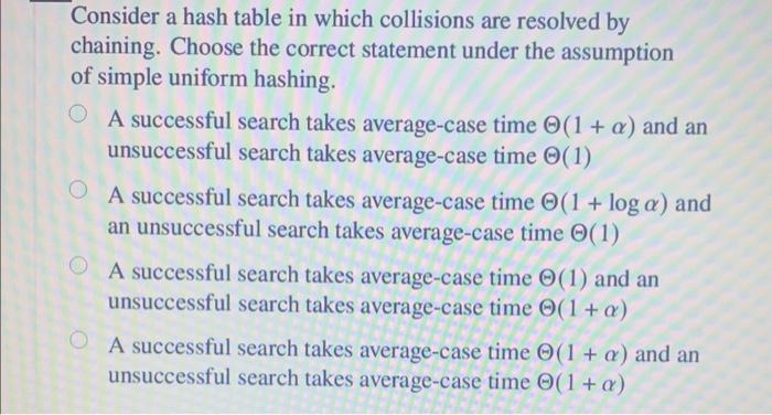 Solved Consider a hash table in which collisions are | Chegg.com