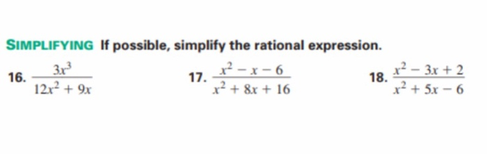 Solved SIMPLIFYING If possible, simplify the rational | Chegg.com