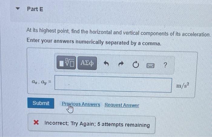 Solved Part F At its highest point find the horizontal and | Chegg.com