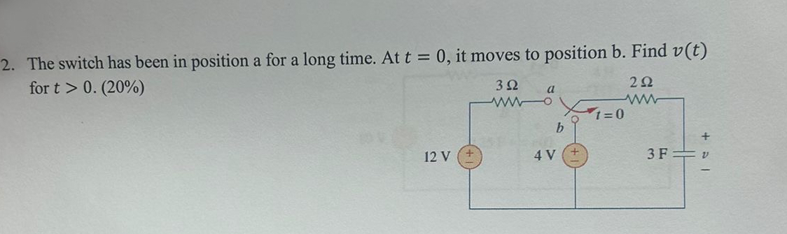 Solved The switch has been in position a for a long time. At | Chegg.com