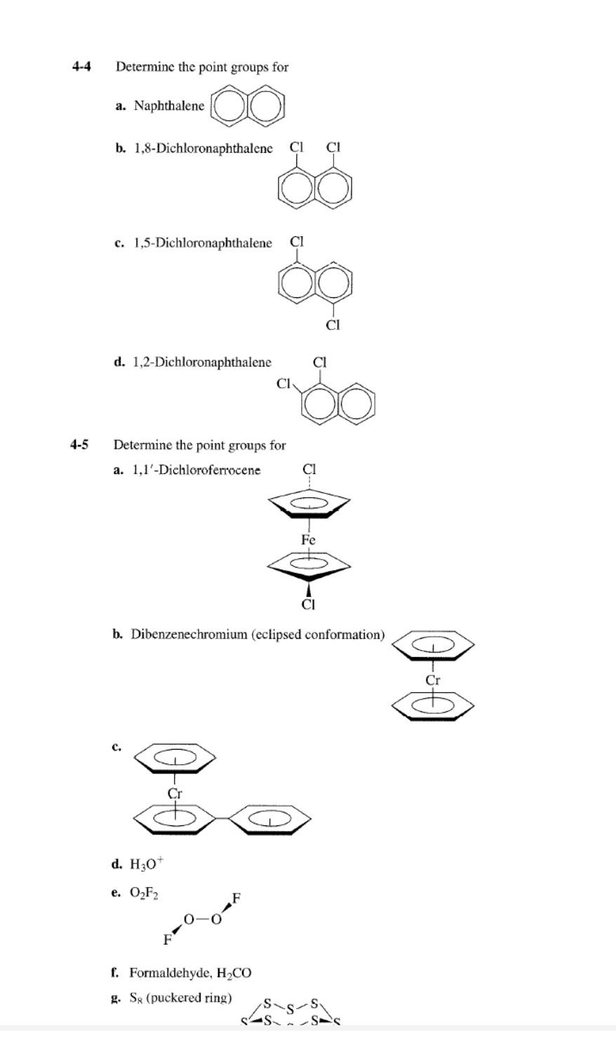 Solved 4-1 Determine the point groups for a. Ethane | Chegg.com