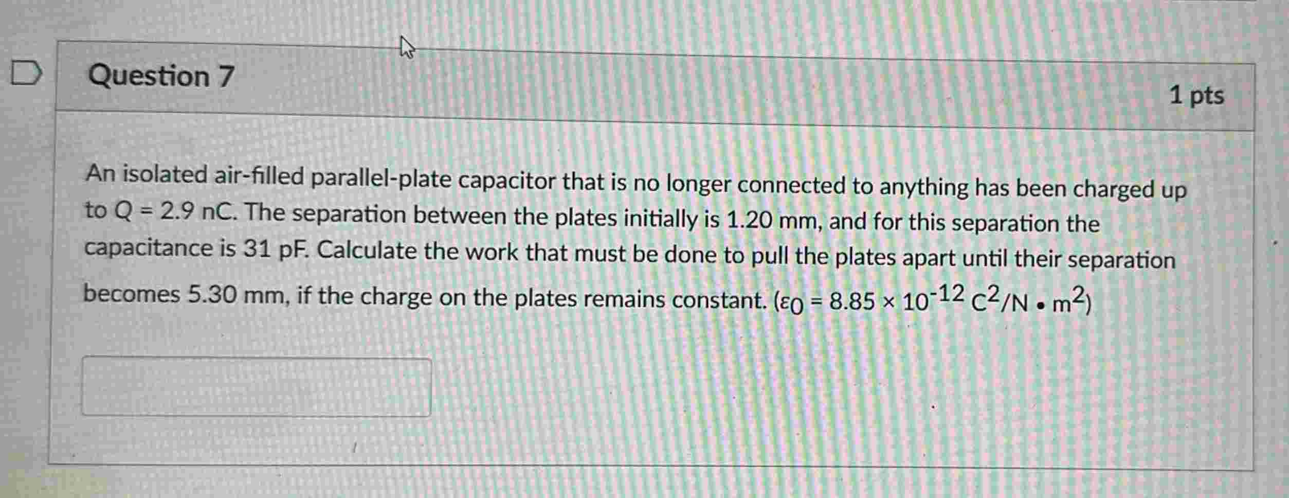 Solved Question 7An ﻿isolated air-filled parallel-plate | Chegg.com