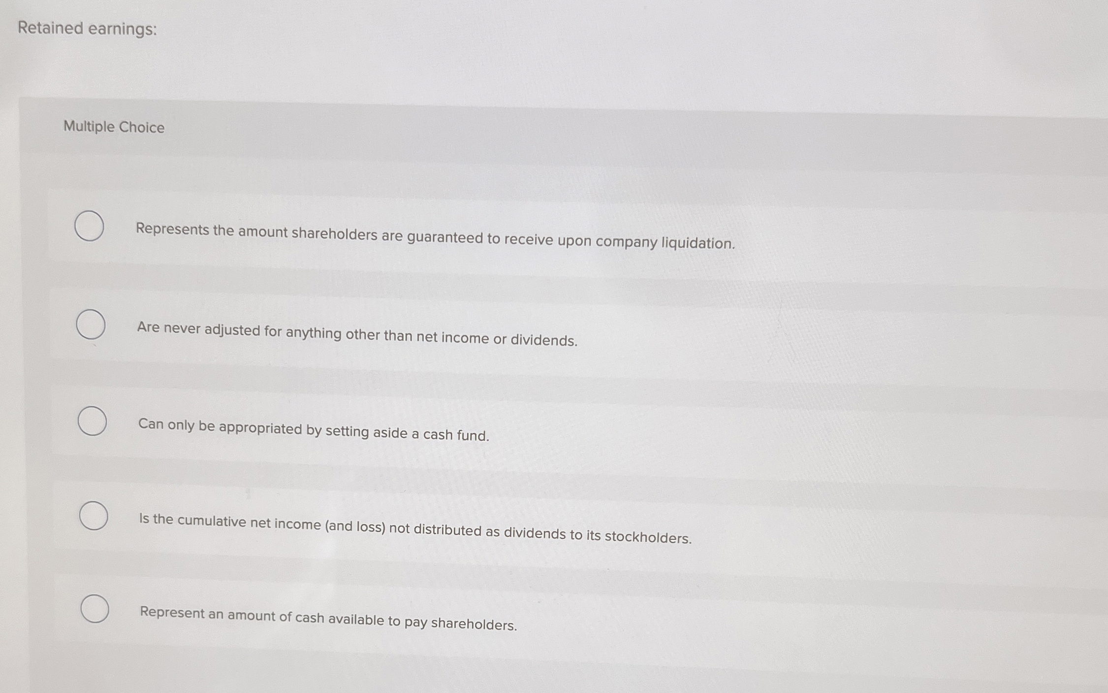 High Quality SOLUTION Retained earnings:Multiple Choice ﻿Represents the | Chegg.com