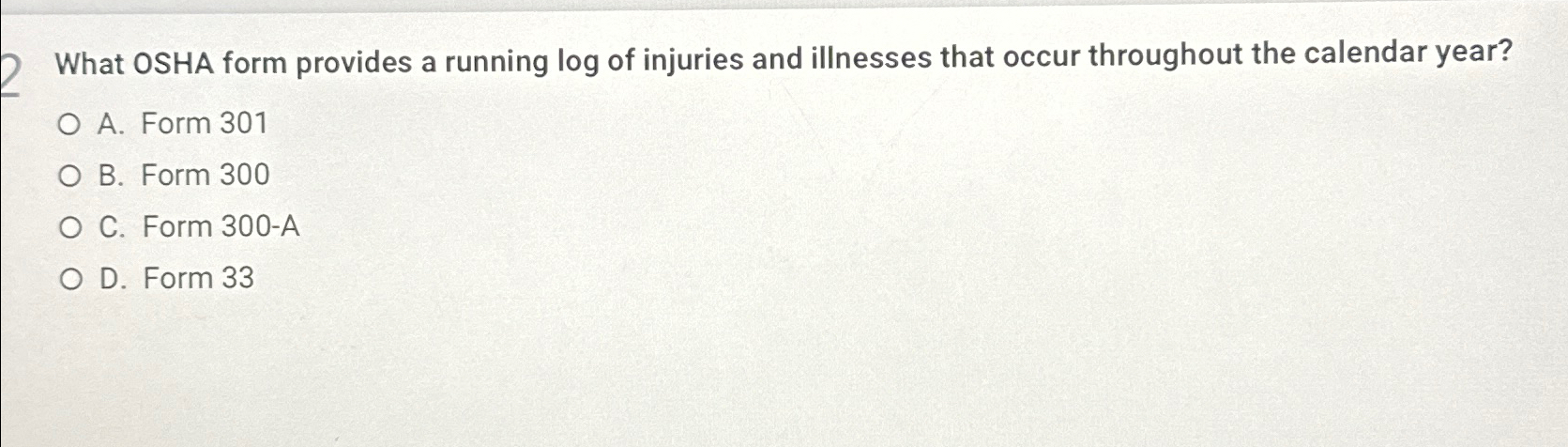 Solved What OSHA form provides a running log of injuries and | Chegg.com