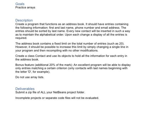 Solved Goals Practice arrays Description Create a program | Chegg.com