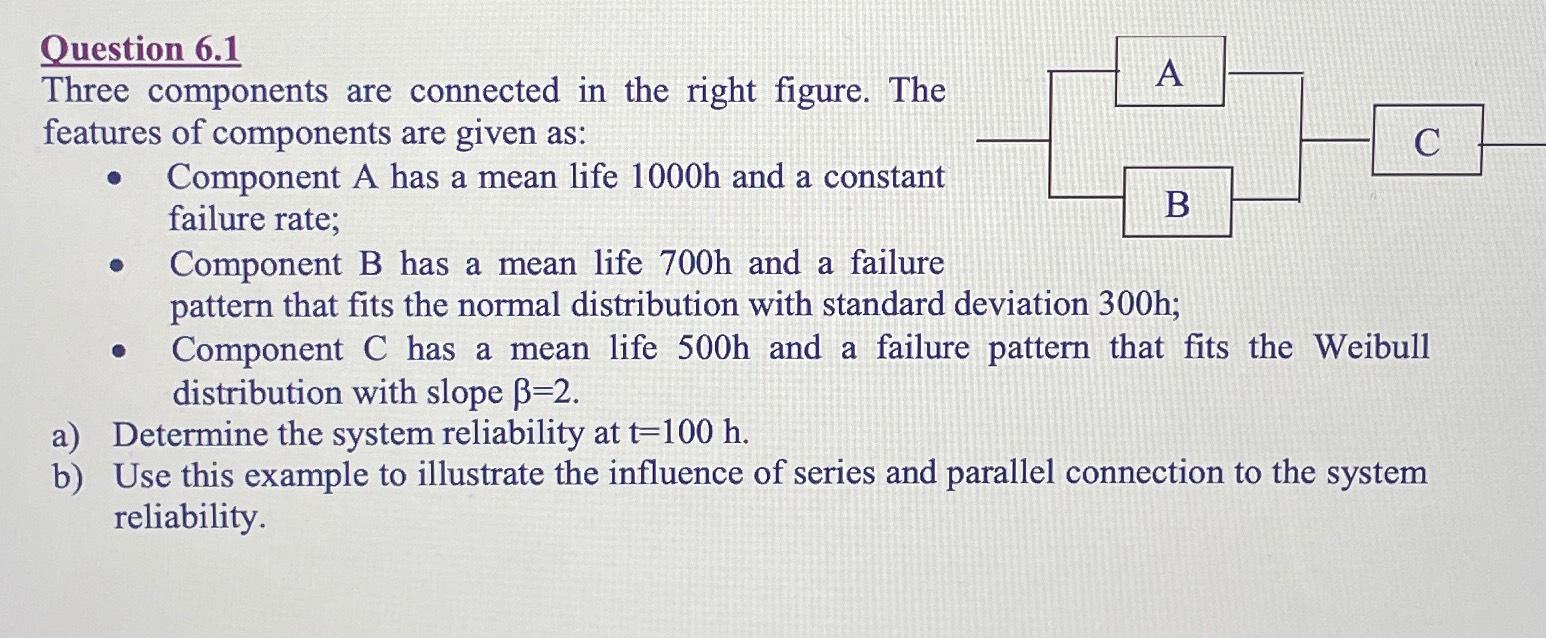 Solved Question 6.1Three components are connected in the | Chegg.com
