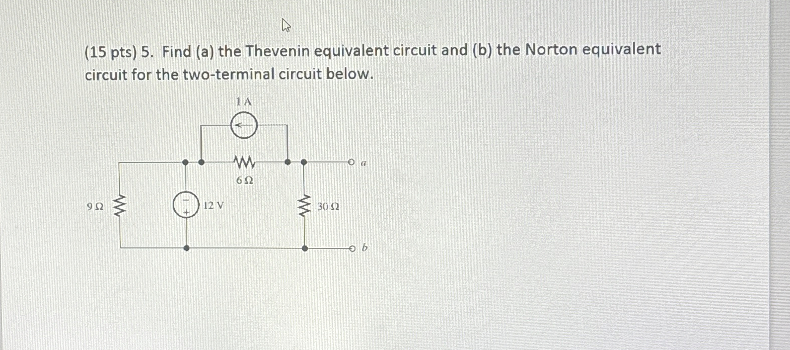 Solved (15 ﻿pts) 5. ﻿Find (a) ﻿the Thevenin equivalent | Chegg.com