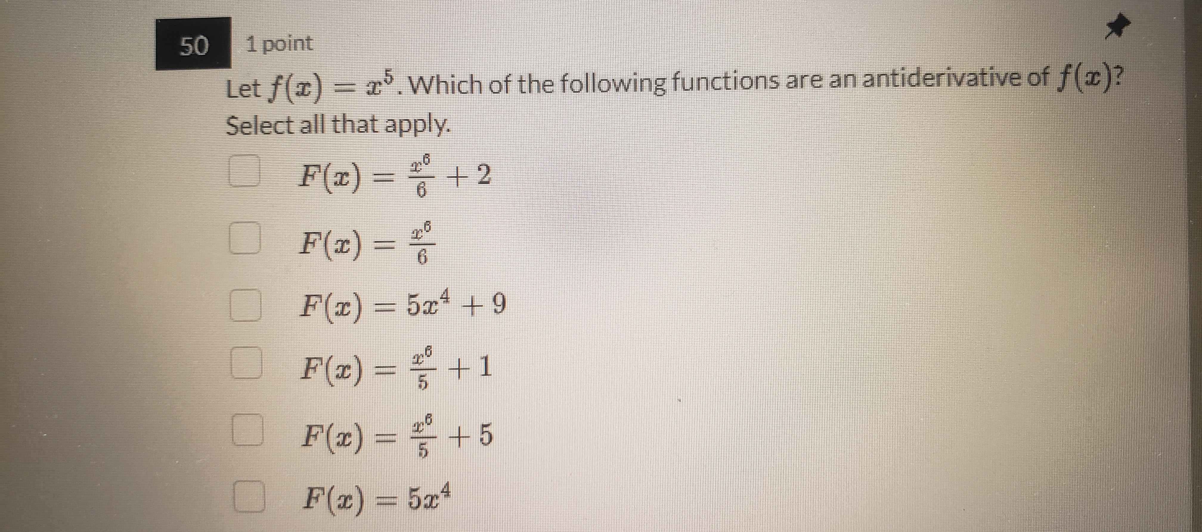 Solved Let f(x)=x5. ﻿Which of the following functions are an | Chegg.com