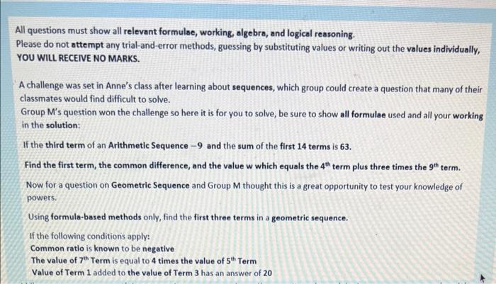 Solved All questions must show all relevant formulae, | Chegg.com