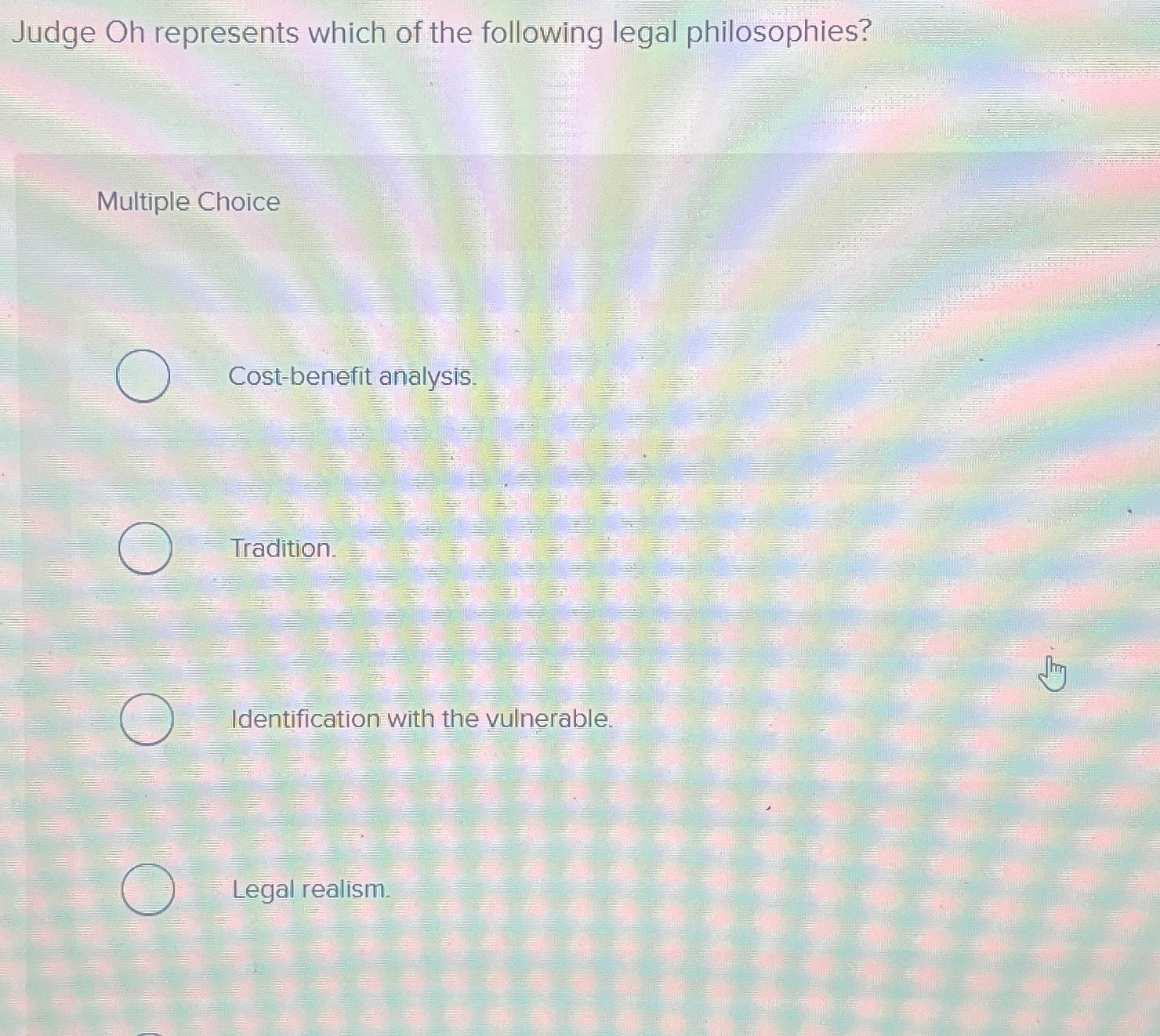 Solved Judge Oh represents which of the following legal | Chegg.com
