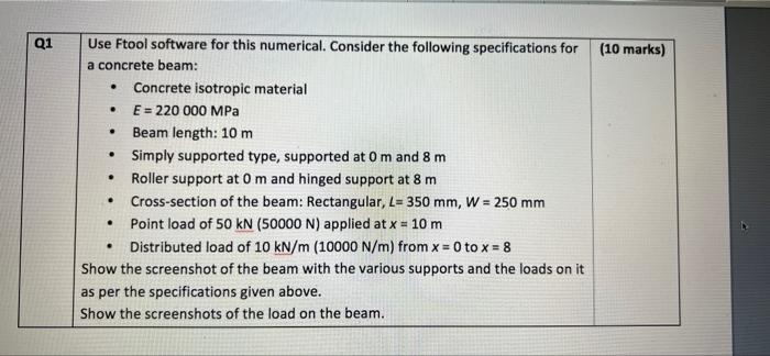 Solved Q1 Use Ftool software for this numerical. Consider | Chegg.com