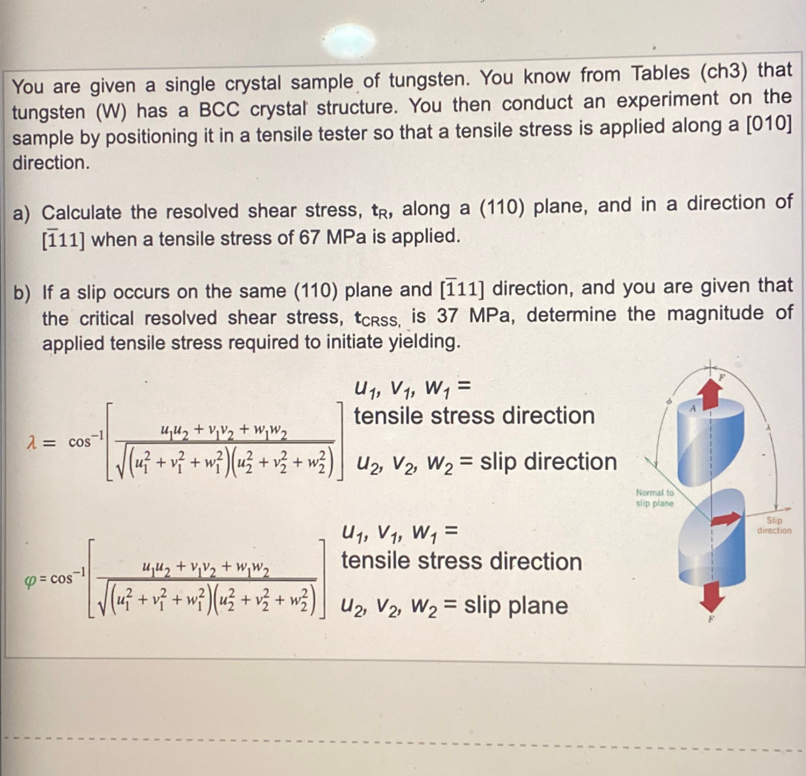 Solved You are given a single crystal sample of tungsten. | Chegg.com