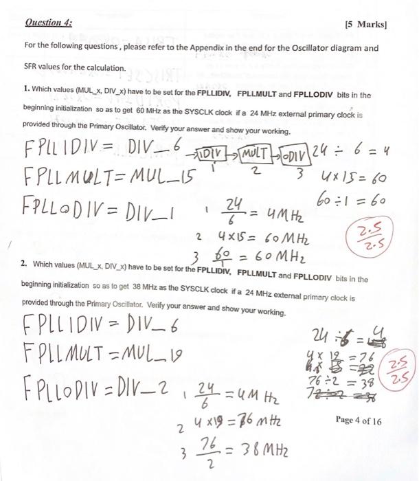 Solved Question 4: [5 Marks] For the following questions, | Chegg.com