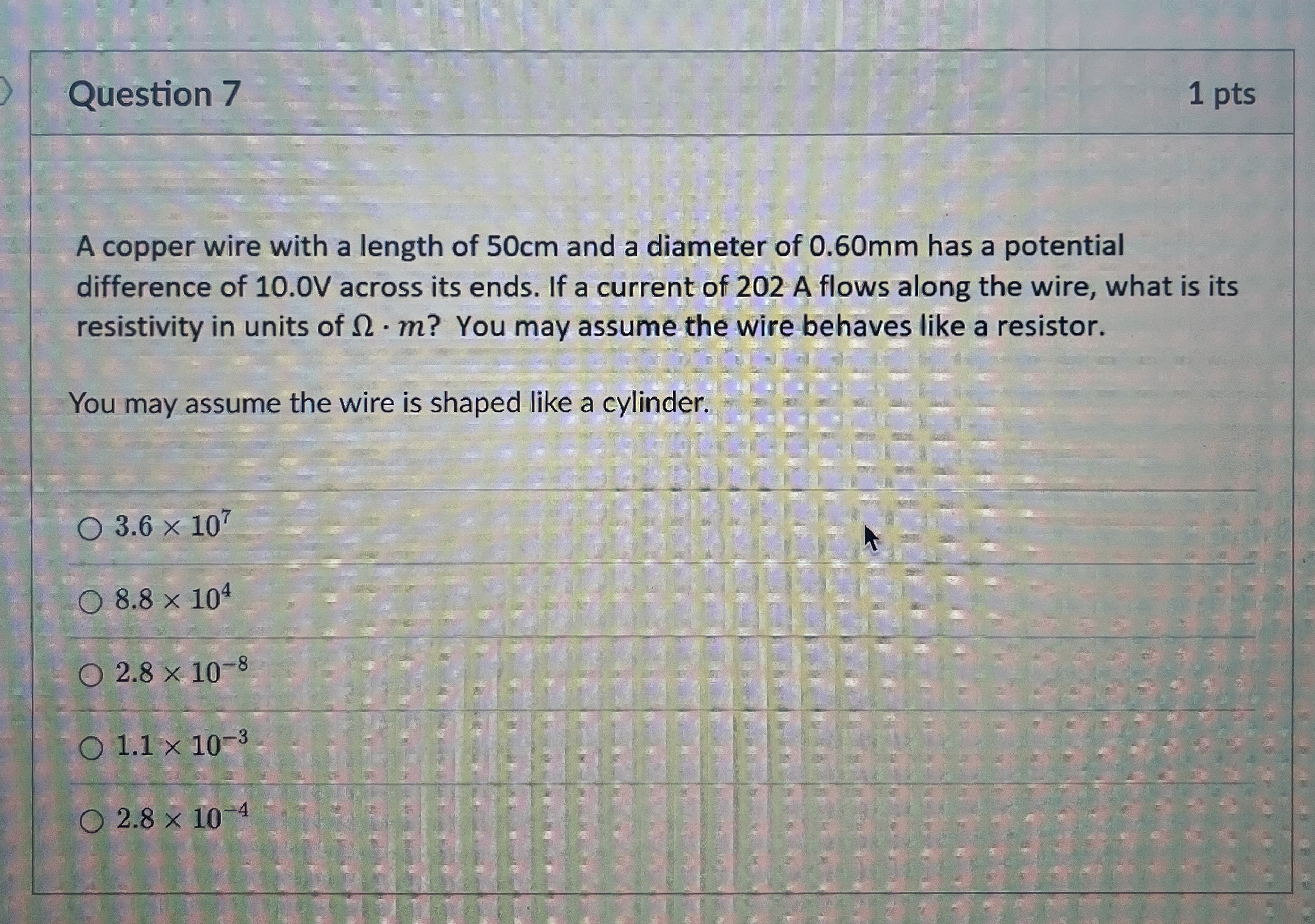 Solved Question 71 ﻿ptsA copper wire with a length of 50cm | Chegg.com