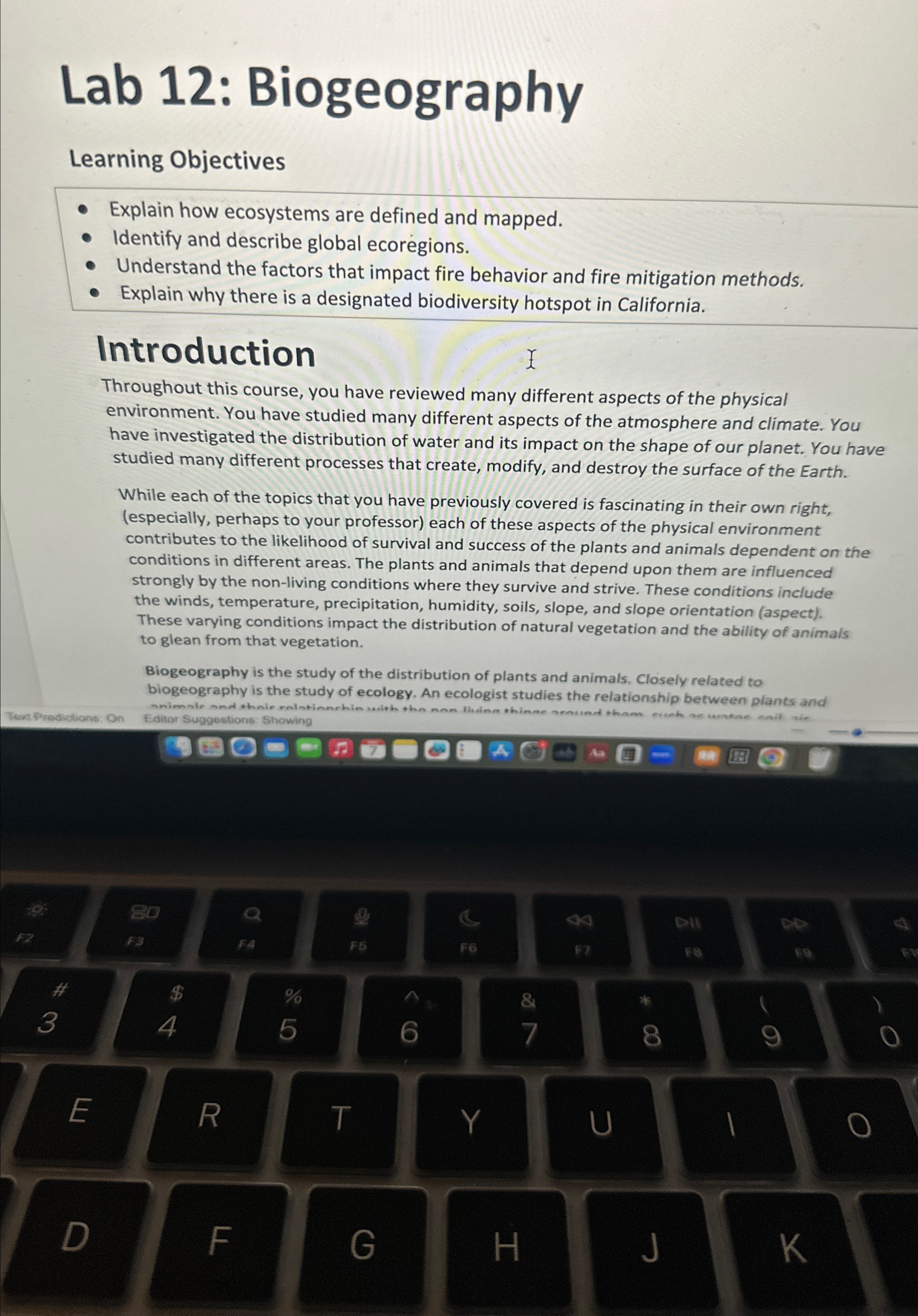 Solved Lab 12: BiogeographyLearning ObjectivesExplain how | Chegg.com