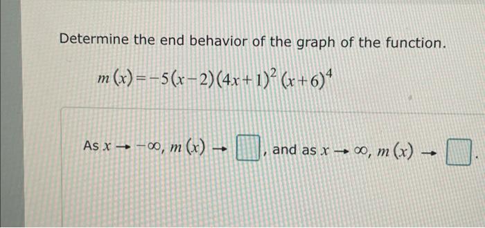 Solved Determine the end behavior of the graph of the | Chegg.com