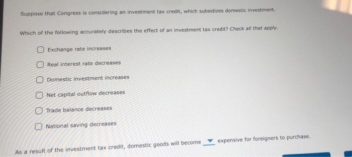 Solved Suppose that Congress is considering an investment | Chegg.com