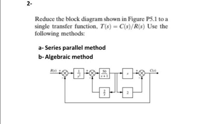 Solved 2- Reduce the block diagram shown in Figure P5.1 to a | Chegg.com