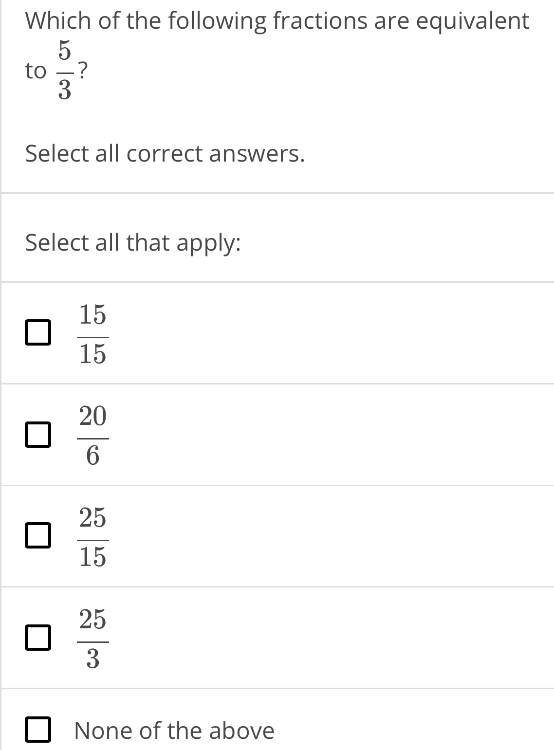 Solved Which Of The Following Fractions Are Equivalent To