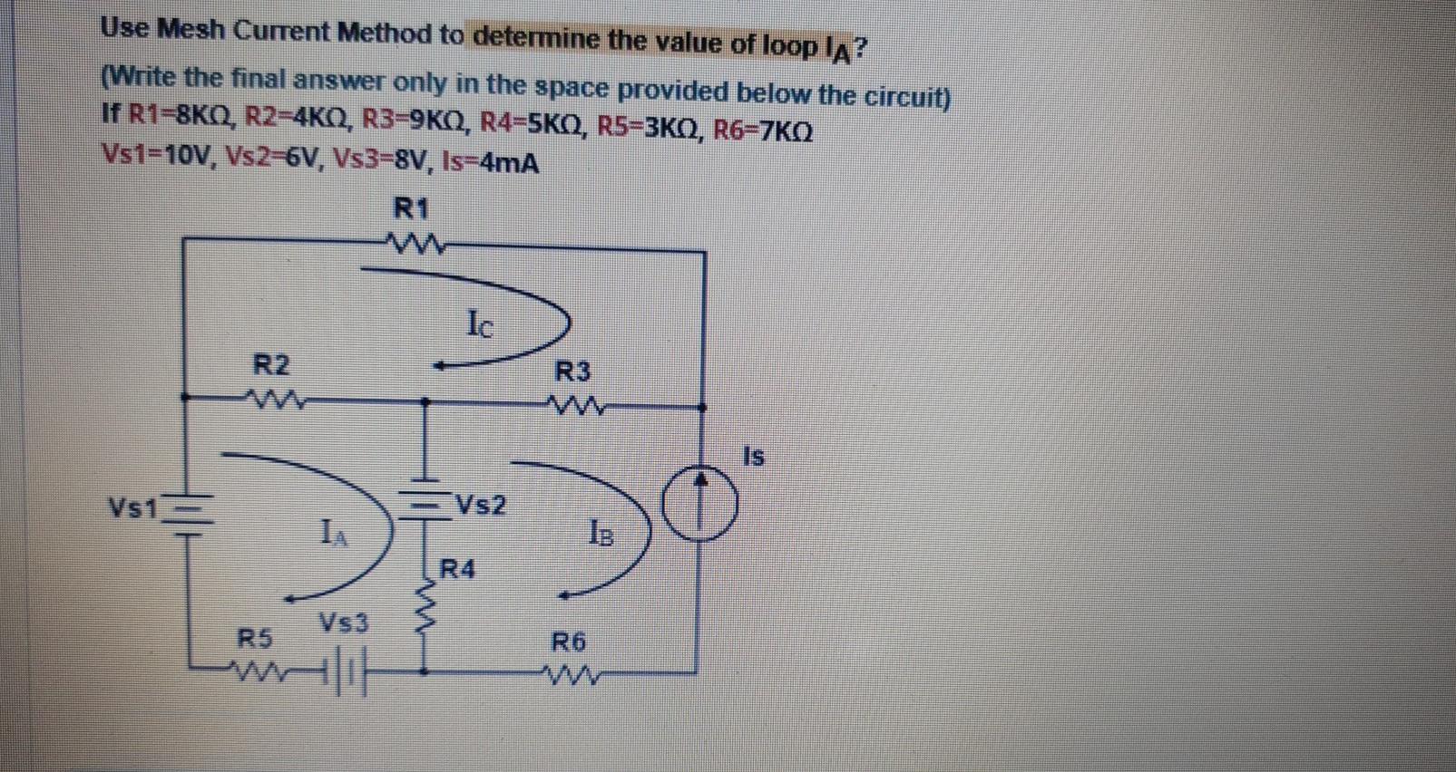 Solved Use Mesh Current Method to determine the value of | Chegg.com