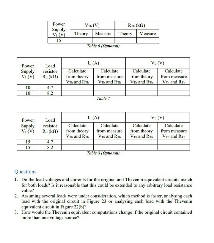 Solved Lab Exercise 2: Verification of Thevenin's Theorem | Chegg.com