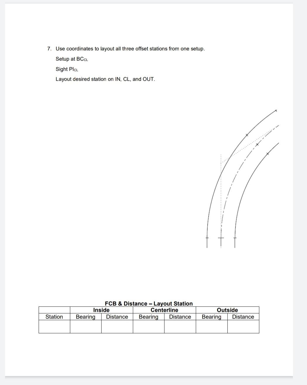 Solved HORIZONTAL CURVES ON OFFSET BASELINES - COORDINATE | Chegg.com