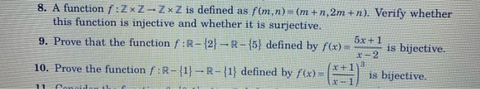 Solved 8. A function f :ZxZ-Z* Z is defined as f(m,n)= (m | Chegg.com