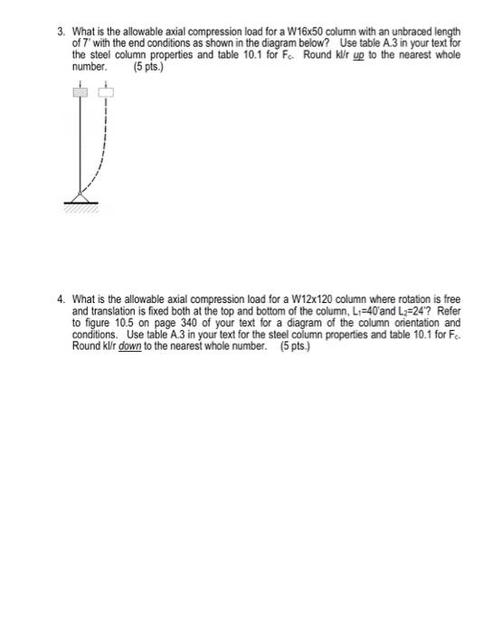 Solved 3. What is the allowable axial compression load for a | Chegg.com