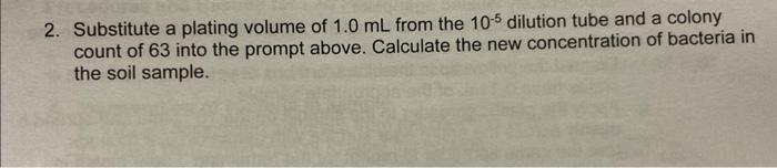 Solved 2. Substitute a plating volume of 1.0 mL from the | Chegg.com