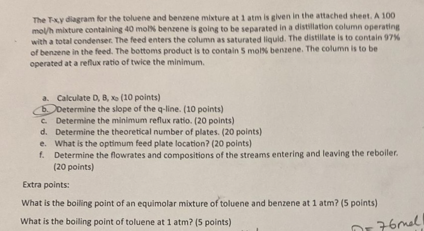 Solved The Tx.y diagram for the toluene and benzene mixture | Chegg.com