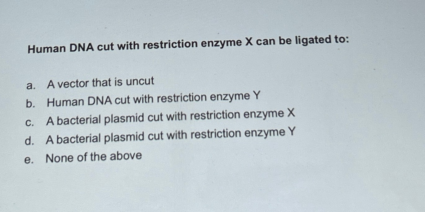 Solved Human DNA cut with restriction enzyme x ﻿can be | Chegg.com