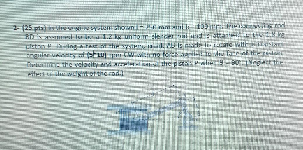 Solved 2. (25 pts) In the engine system shown l = 250 mm and | Chegg.com