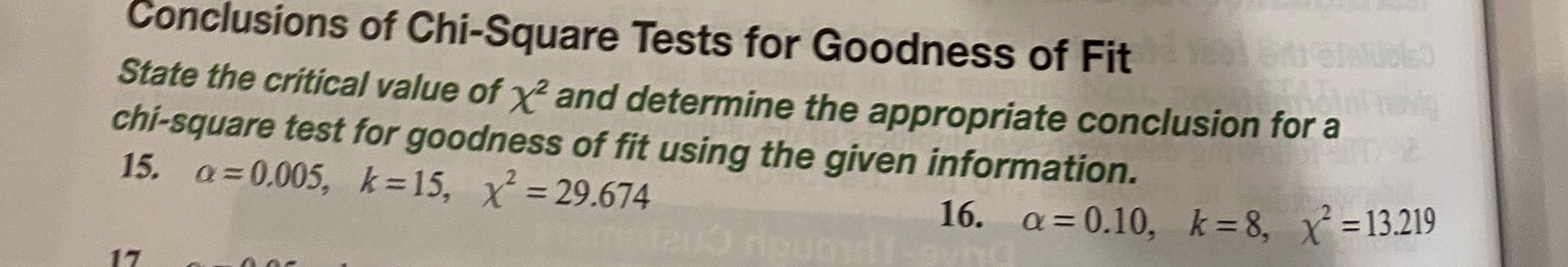 Conclusions of Chi-Square Tests for Goodness of | Chegg.com