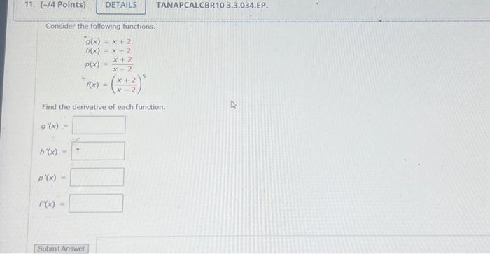 Solved Consider the following functions: | Chegg.com
