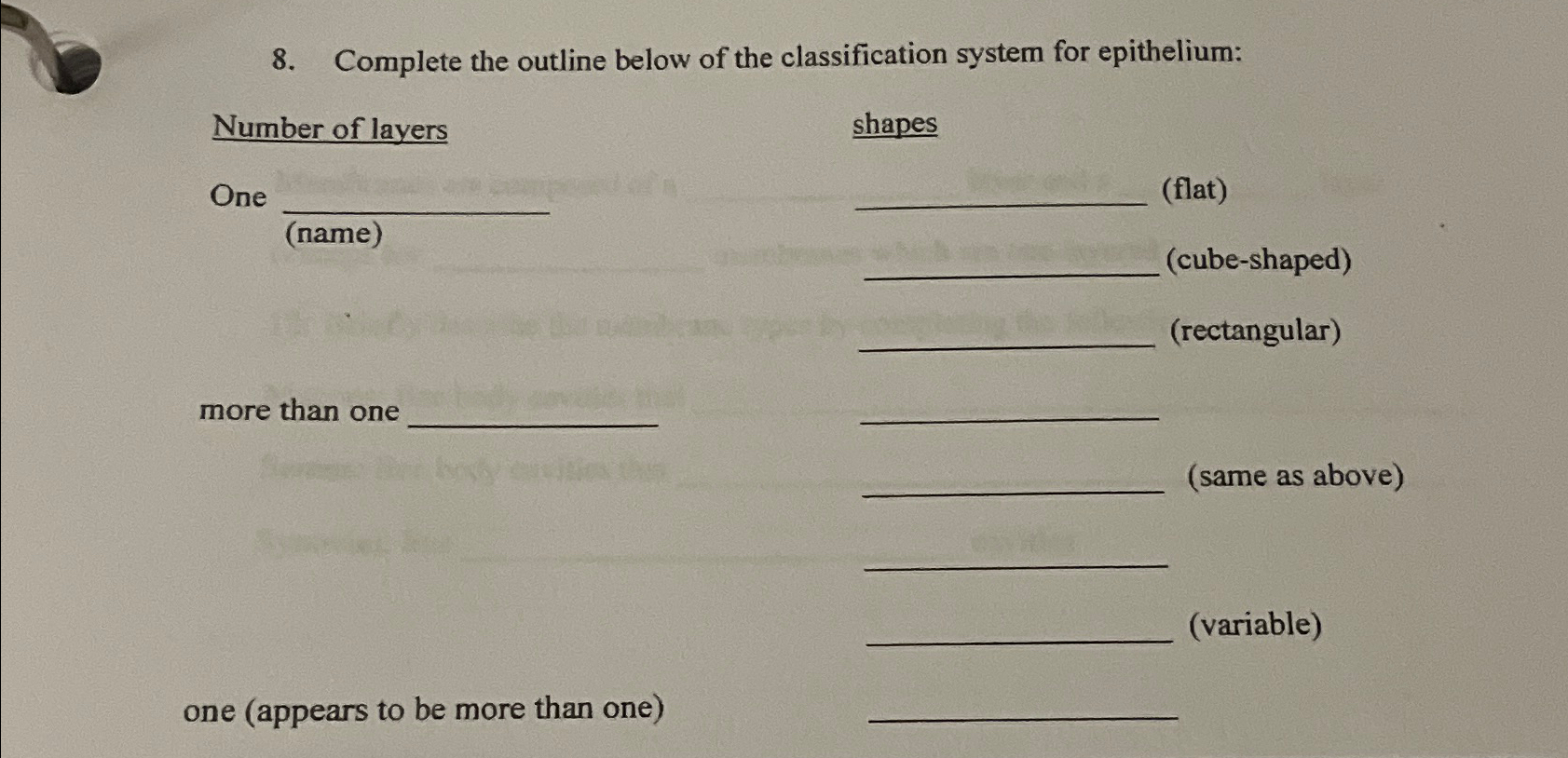 Solved Complete the outline below of the classification | Chegg.com