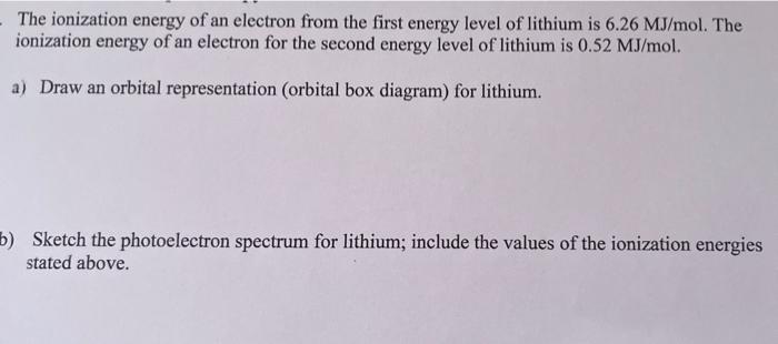Solved - The ionization energy of an electron from the first | Chegg.com