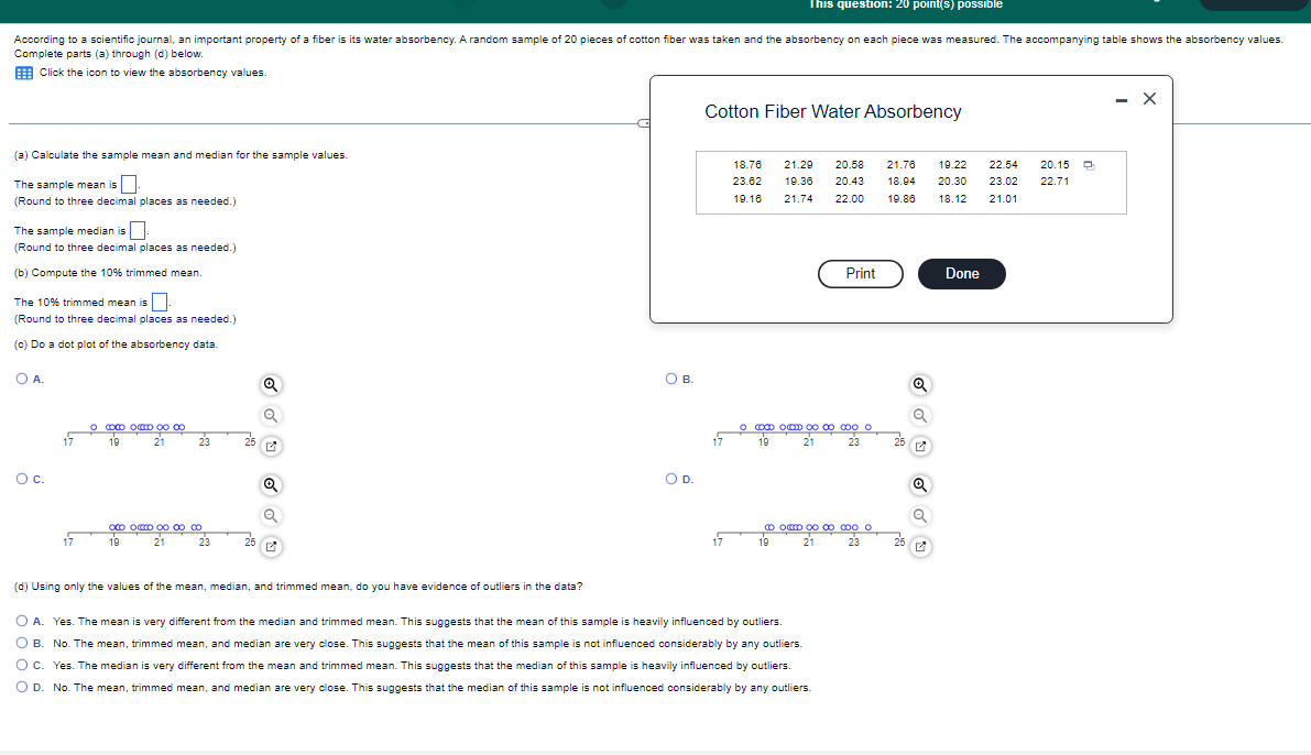 Solved (a) Calculate the sample mean and median for the | Chegg.com