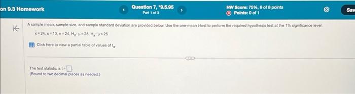 Solved on 9.3 Homework Click here to view a partial table of | Chegg.com