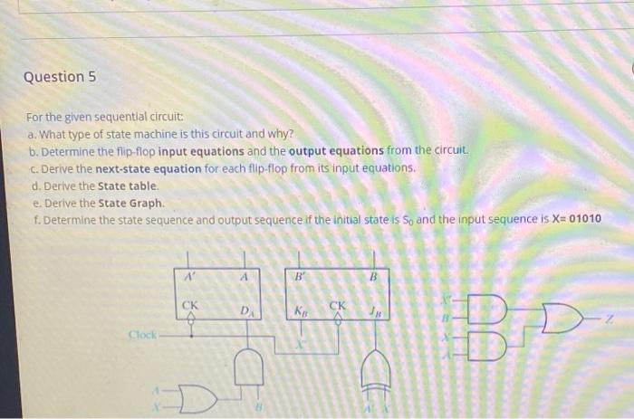 Solved Question 5 For the given sequential circuit a. What | Chegg.com