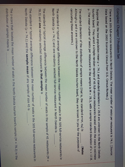 Solved Complete: Chapter 7 Problem Set There are 505 | Chegg.com